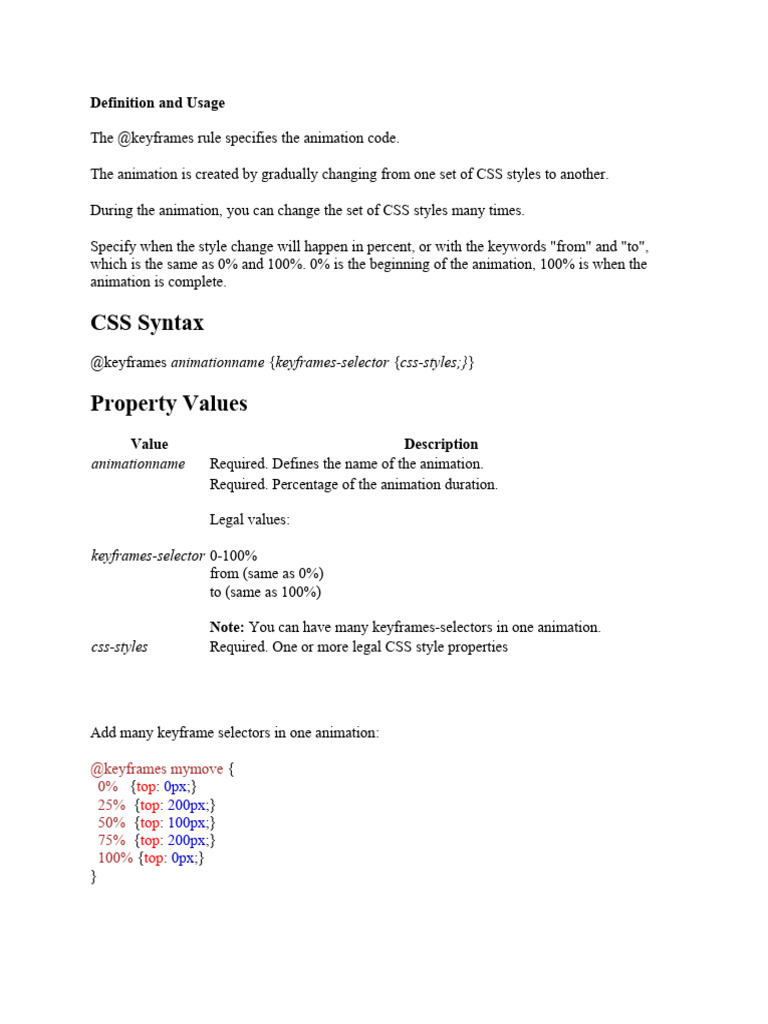 Keyframe Animation Transition | PDF | Hypertext | Computer Science