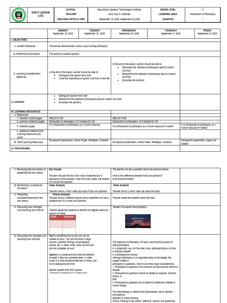 PHILOSOPHY DLP Week3 | PDF