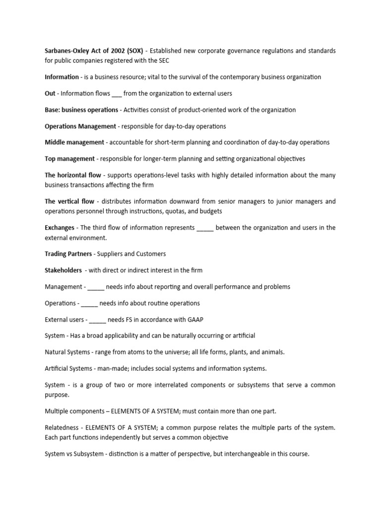 Ais Chap 1 (Quizlet) | PDF | Databases | Inventory