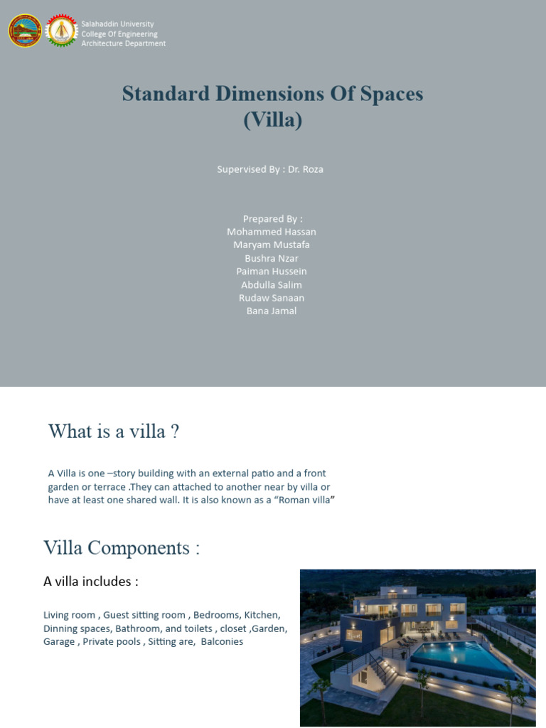 Villa Space Standard Dimensions | PDF