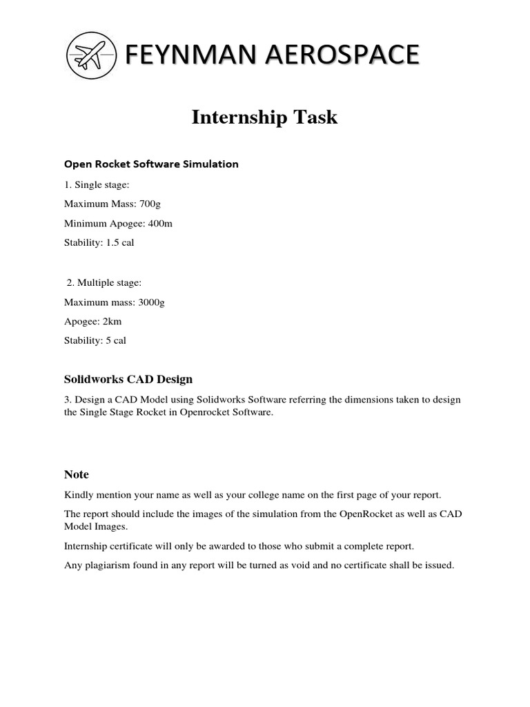 Rocket Design Internship Task | PDF