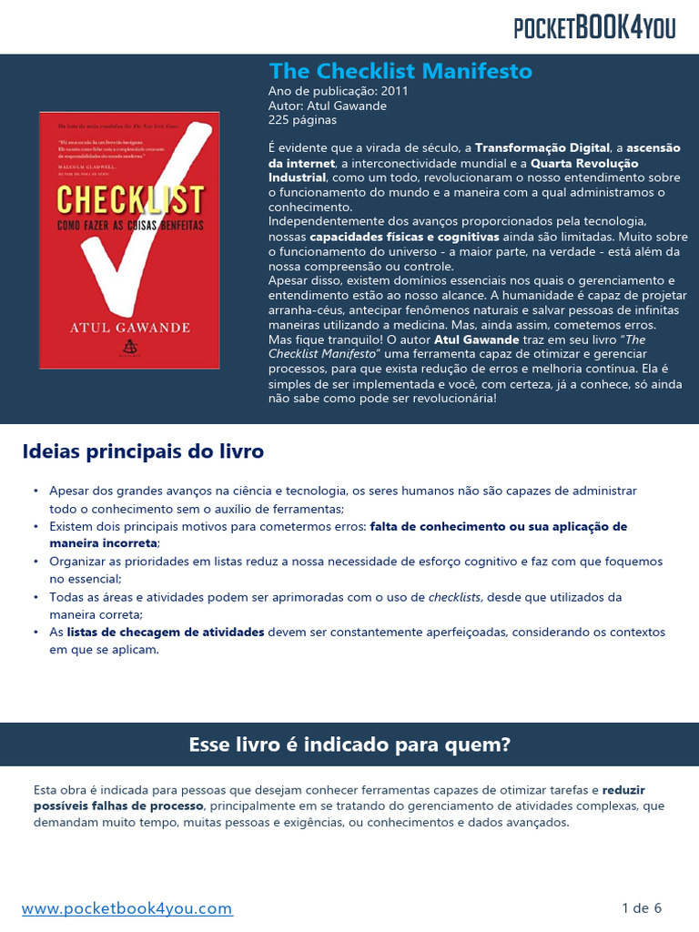 (PT) The Checklist Manifesto | PDF | Comunicação | Conhecimento