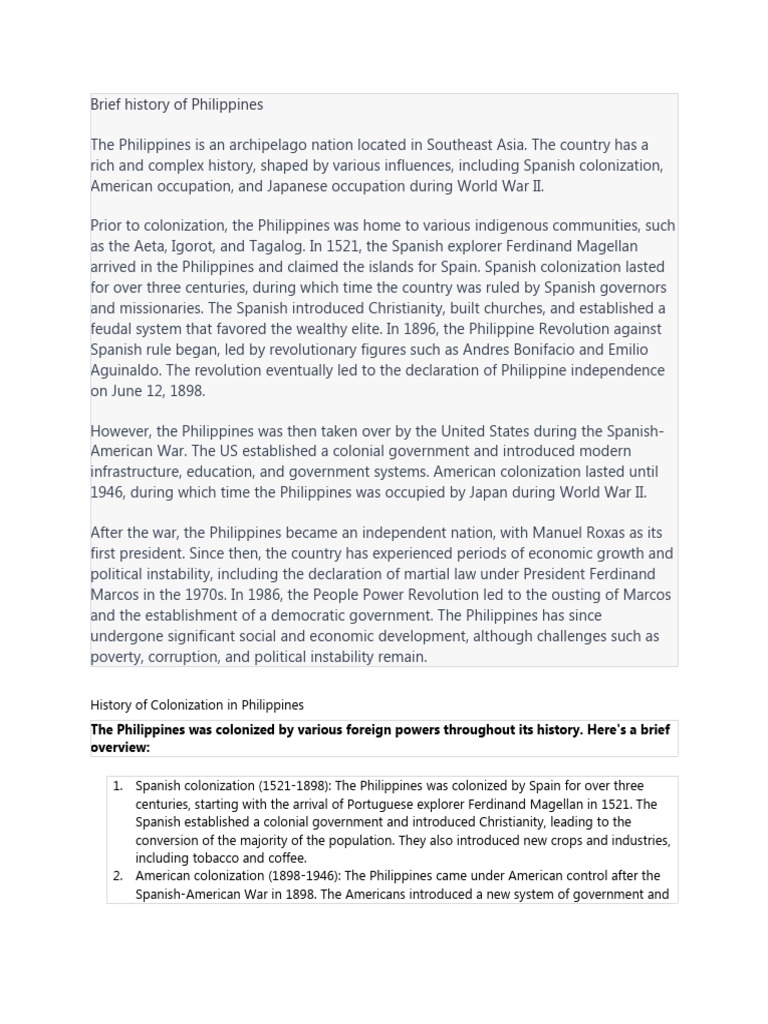 History and Culture of the Philippines | PDF | Philippines | Engineering