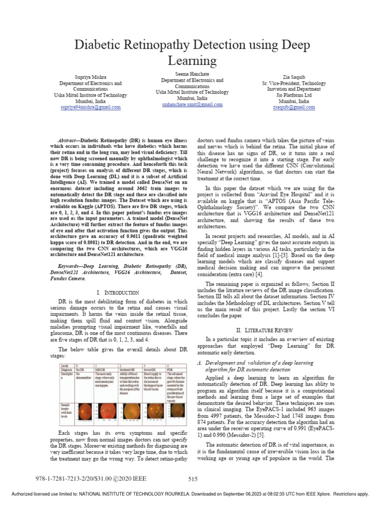 Diabetic Retinopathy Detection Using Deep Learning | PDF | Deep ...