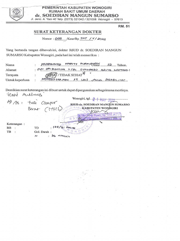 Surat Keterangan Dokter | PDF