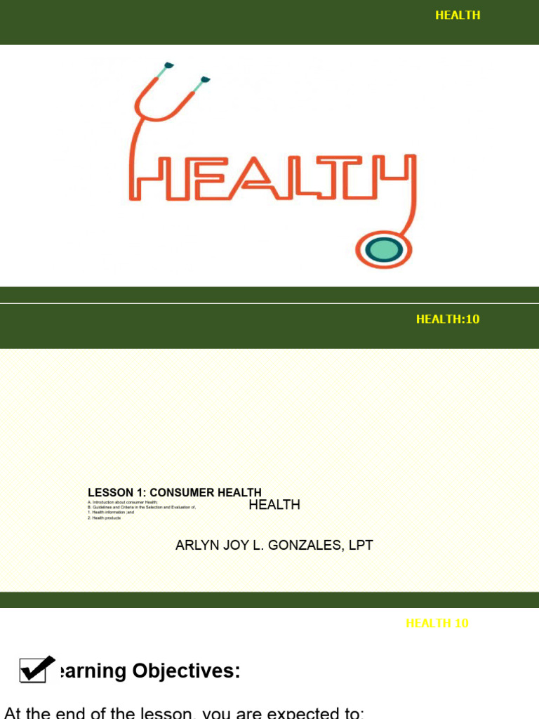 Lesson - Part 1consumer Health | PDF | Over The Counter Drug | Health ...