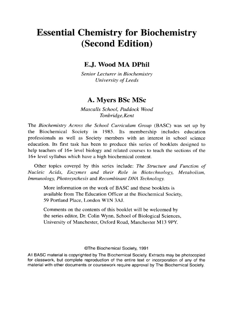 Essential Chemistry For Biochemistry - Book | PDF