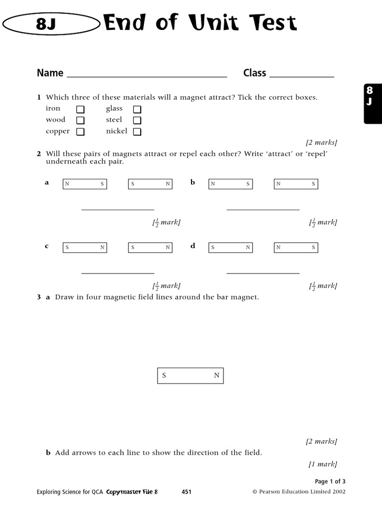 Magnetism Unit Test | PDF