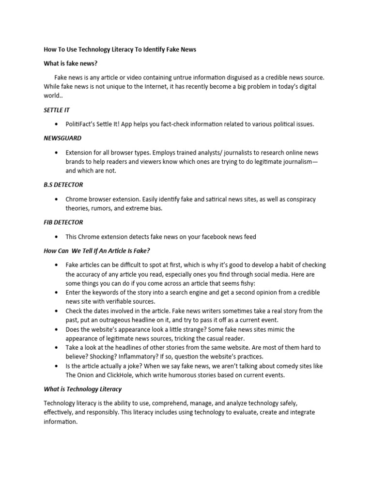 How To Use Technology To Identify Fake News | PDF
