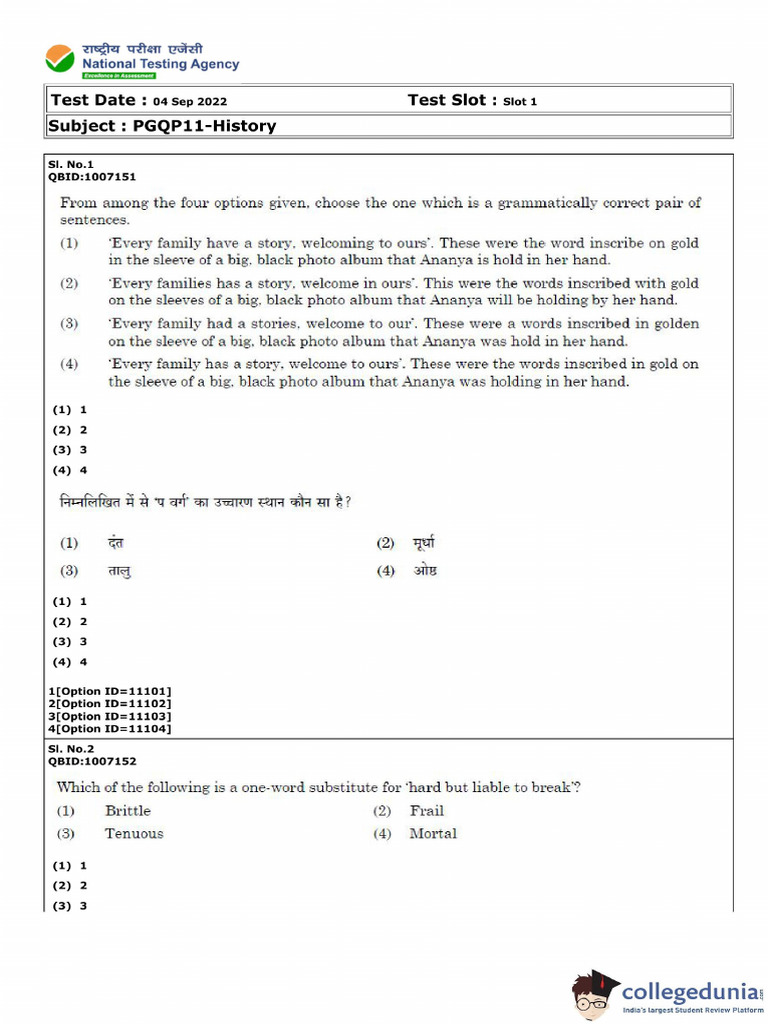 Cuet PG History Question Paper 2023 | PDF