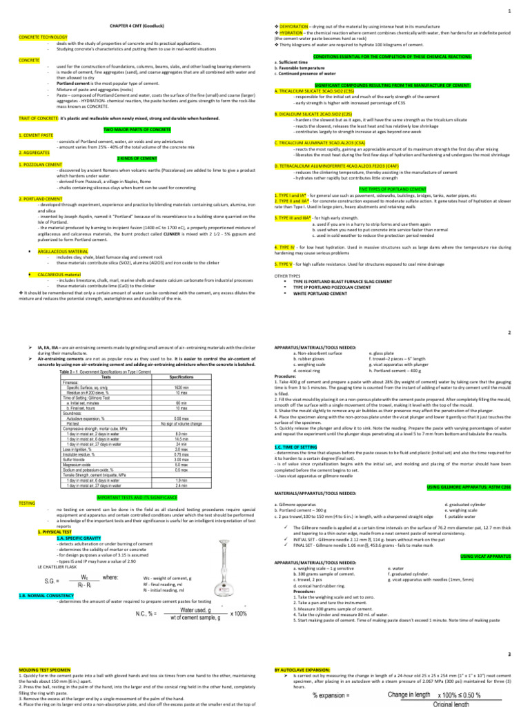 Chapter 4 Reviewer | PDF | Concrete | Cement