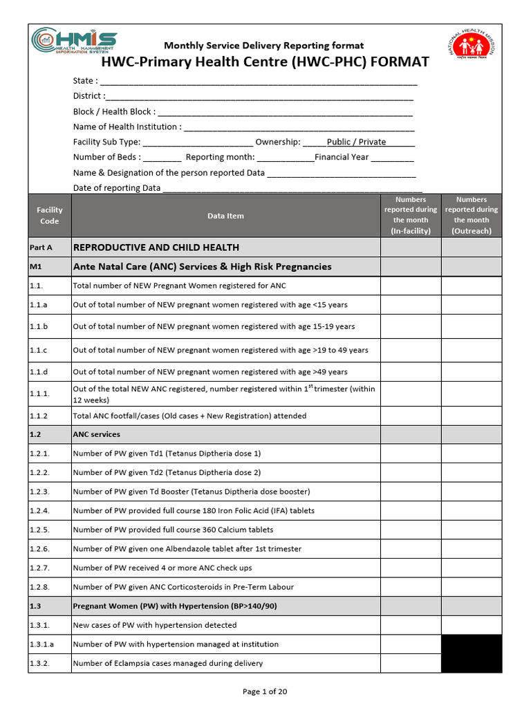 HWC-PHC Format | PDF