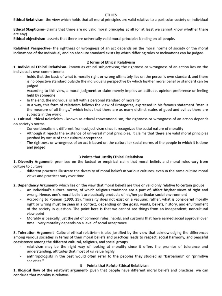 Ethical Relativism Reviewer | PDF | Career & Growth | Self-Improvement