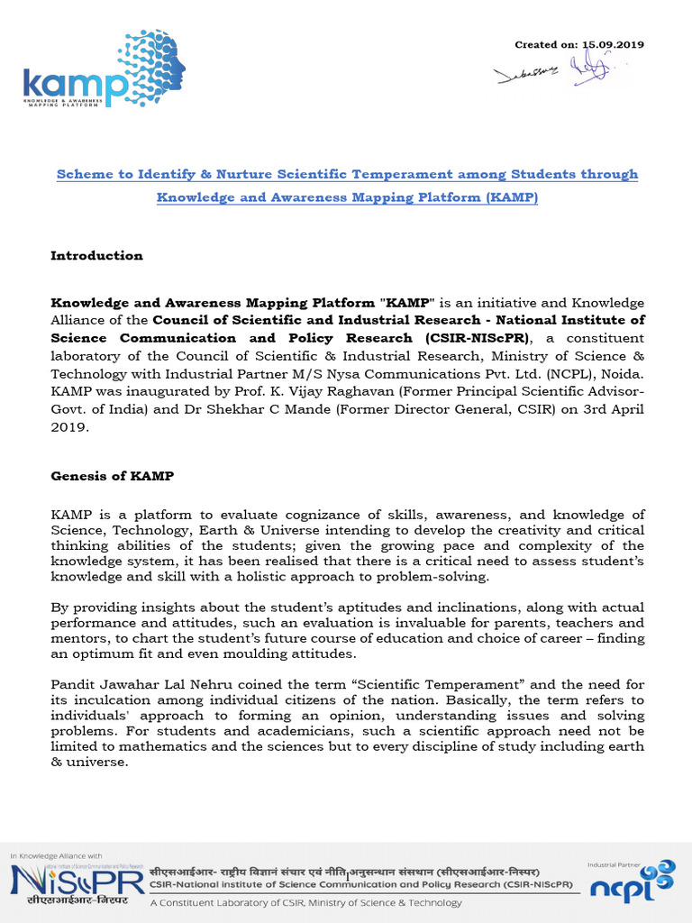 Scheme of Kamp Nasta 2023 | PDF