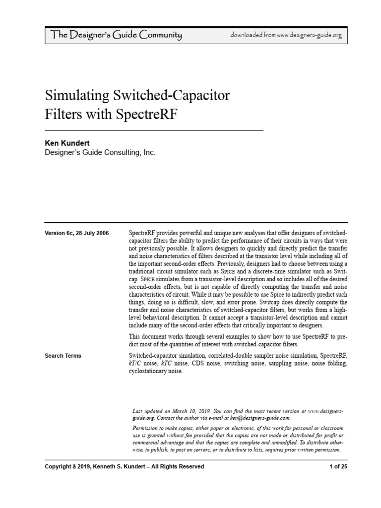 SC Filters | PDF | Spice | Electronic Circuits
