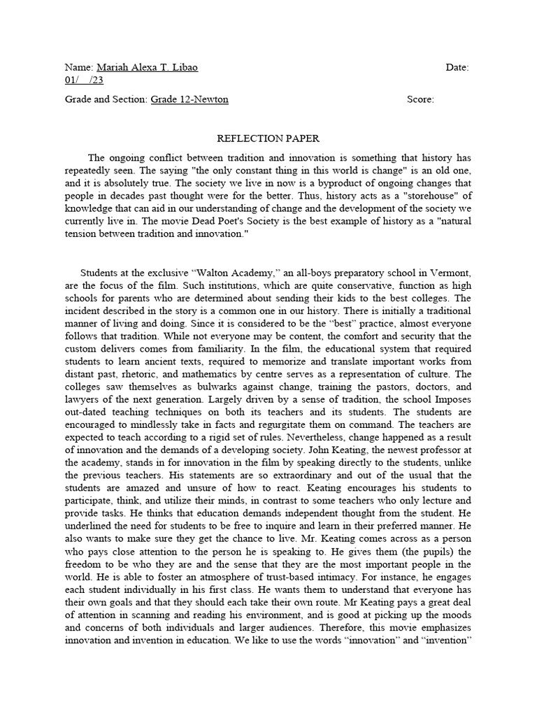 Reflection Paper pr2 | PDF