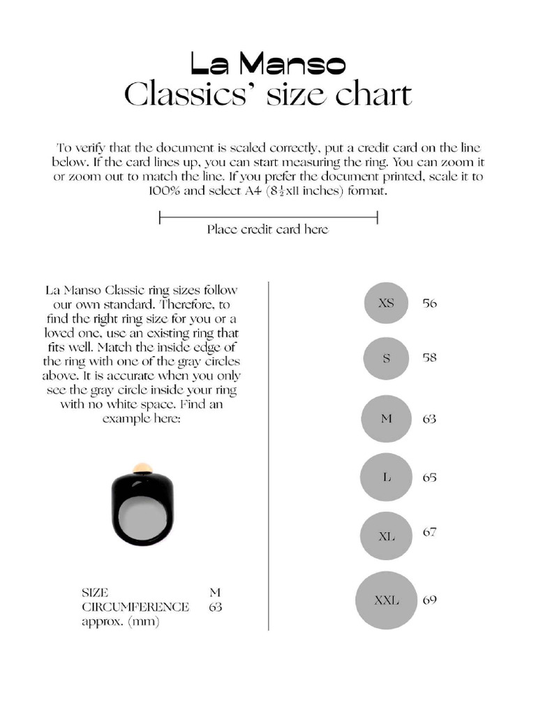 La Manso Classic S Size Guide | PDF