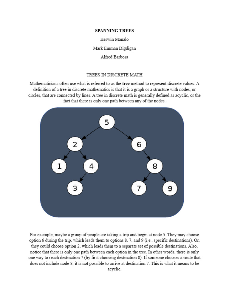 6.1 Spanning Trees - AlfredBarbosa - MarkEmanDigdigan - Manalo | PDF | Vertex (Graph Theory ...