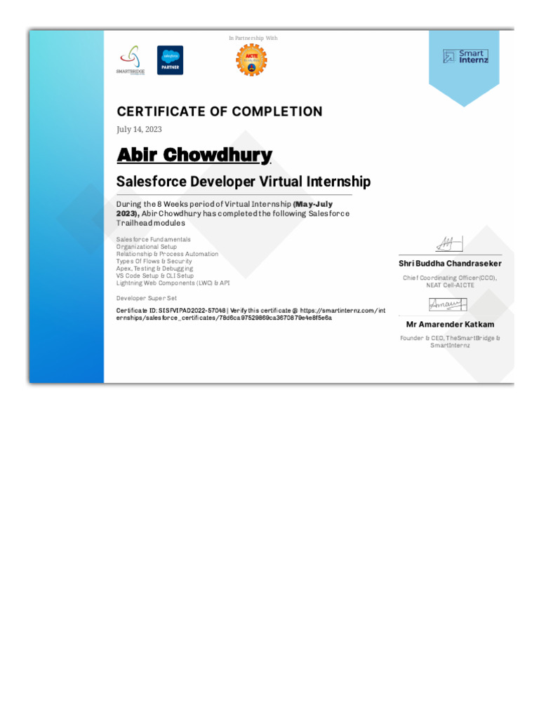 Salesforce Certificate | PDF