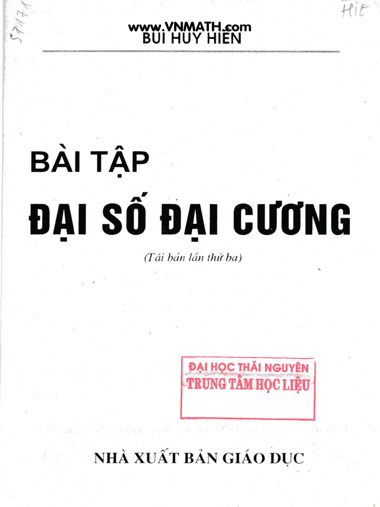 Bai Tap Dai So Dai Cuong - Bui Huy Hien (Cuuduongthancong - Com) | PDF Bai Tap Dai So Dai Cuong - Bui Huy Hien (Cuuduongthancong - Com) | PDF