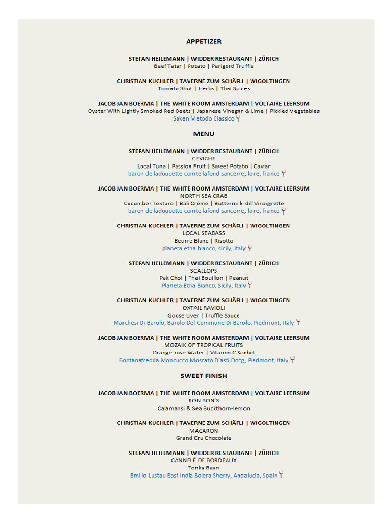 6 Hand 7 Star Michelin Menu | PDF