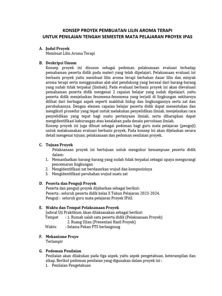 Konsep PTS Proyek IPAS | PDF