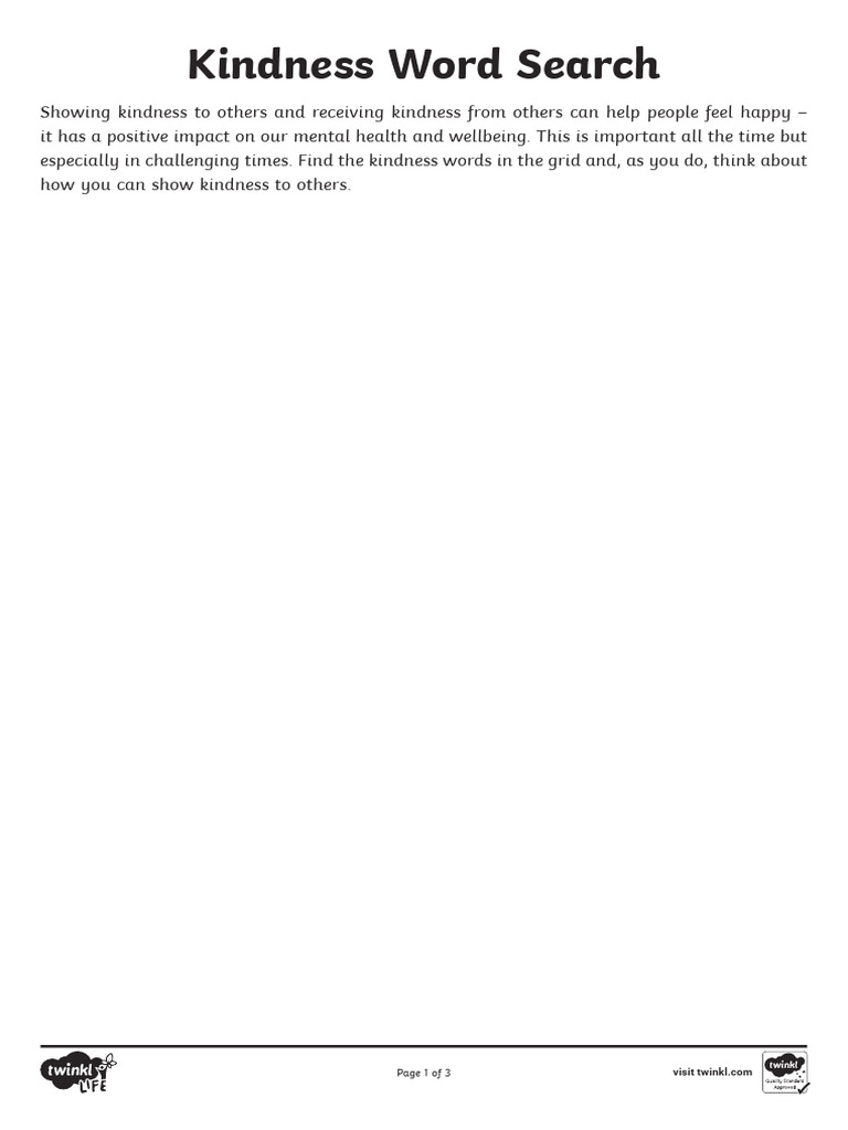 T P 809 Kindness Wordsearch - Ver - 2 | PDF | Word Search | Psychology