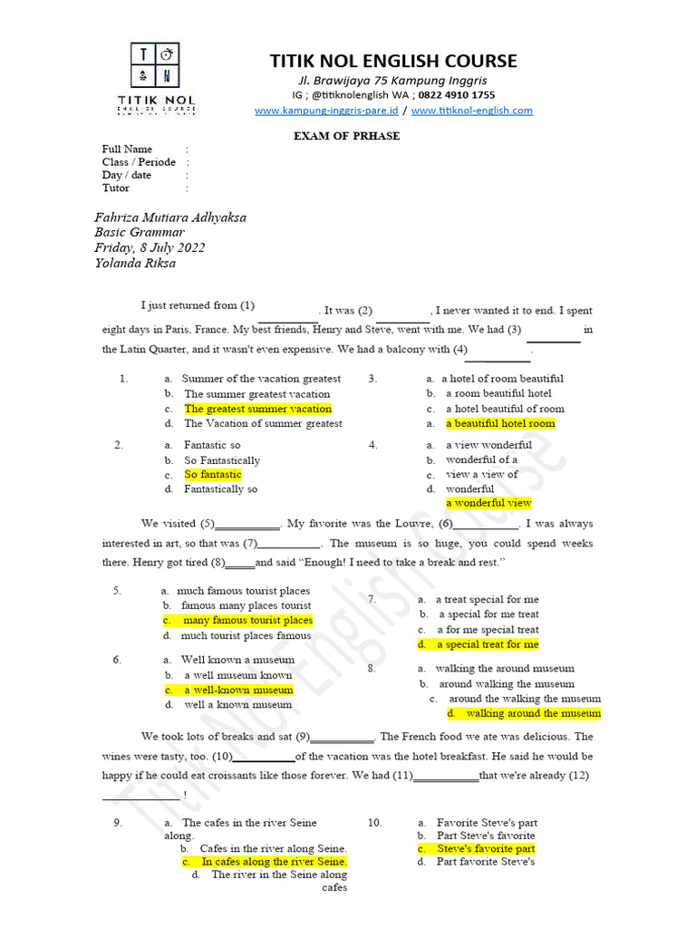 Final Exam Fahriza Mutiara Adhyaksa Pdf