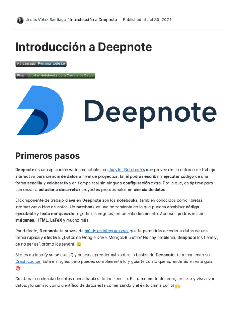 Introducción A Deepnote | PDF | Informática