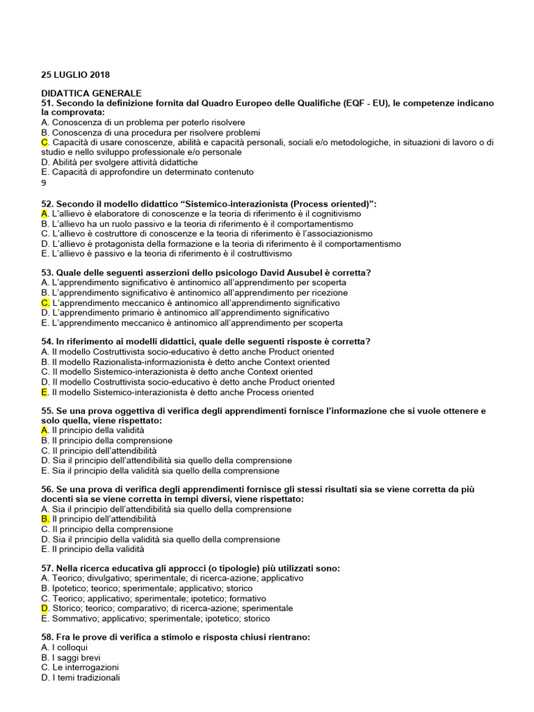 RISPOSTE Corrette | PDF