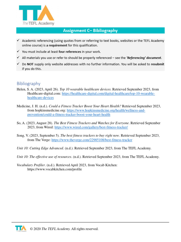 TEFL ACADEMY TASK 3 Bibliography Submission1 | PDF