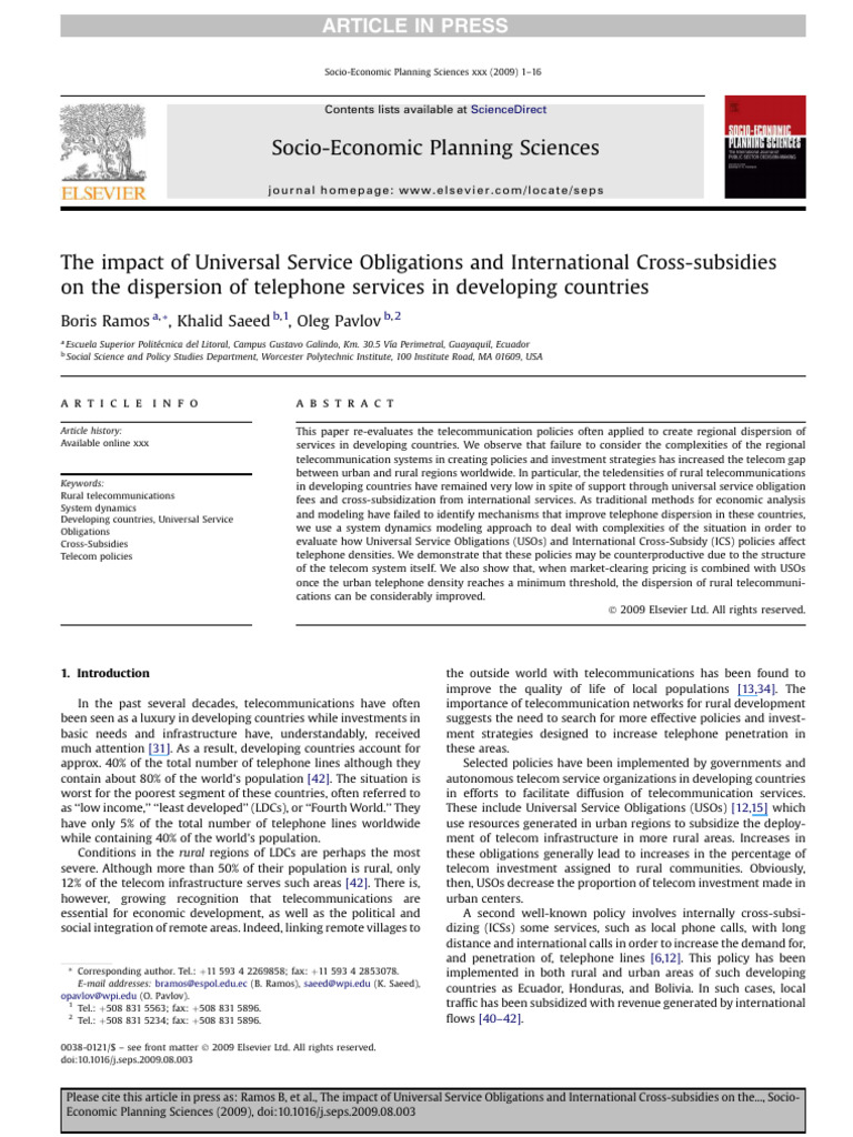 The Impact of Universal Service Obligati | PDF | Demand ...