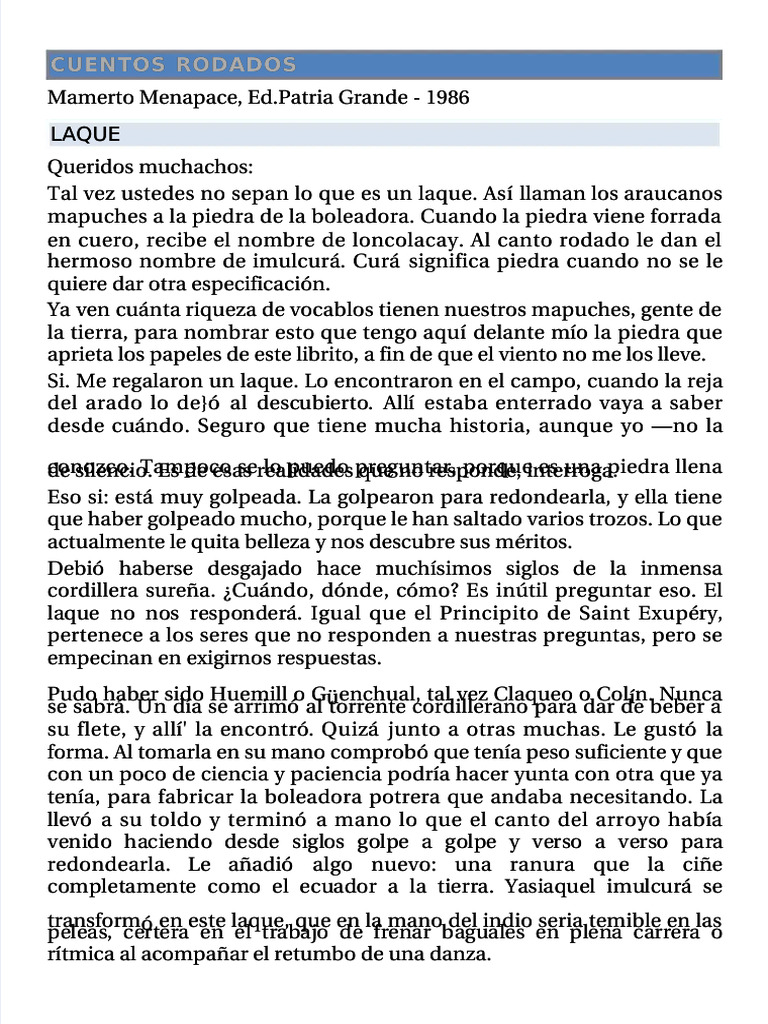 Mamerto Menapace Cuentos Rodados Compress | PDF | Reloj | Ermitaño