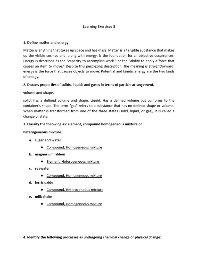 Learning Exercises 3 | PDF