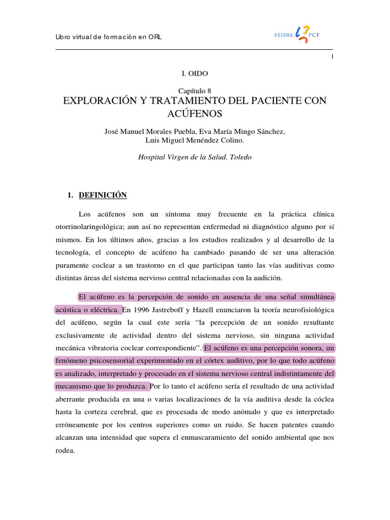 008 - Exploración y Tratamiento Del Paciente Con Acúfenos | PDF ...