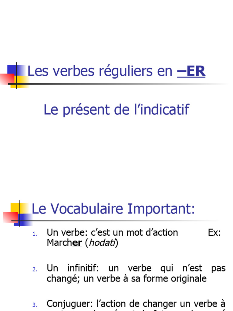 Les Verbes Reguliers en Er Sedmi Razred 2020 | PDF | Typologie ...