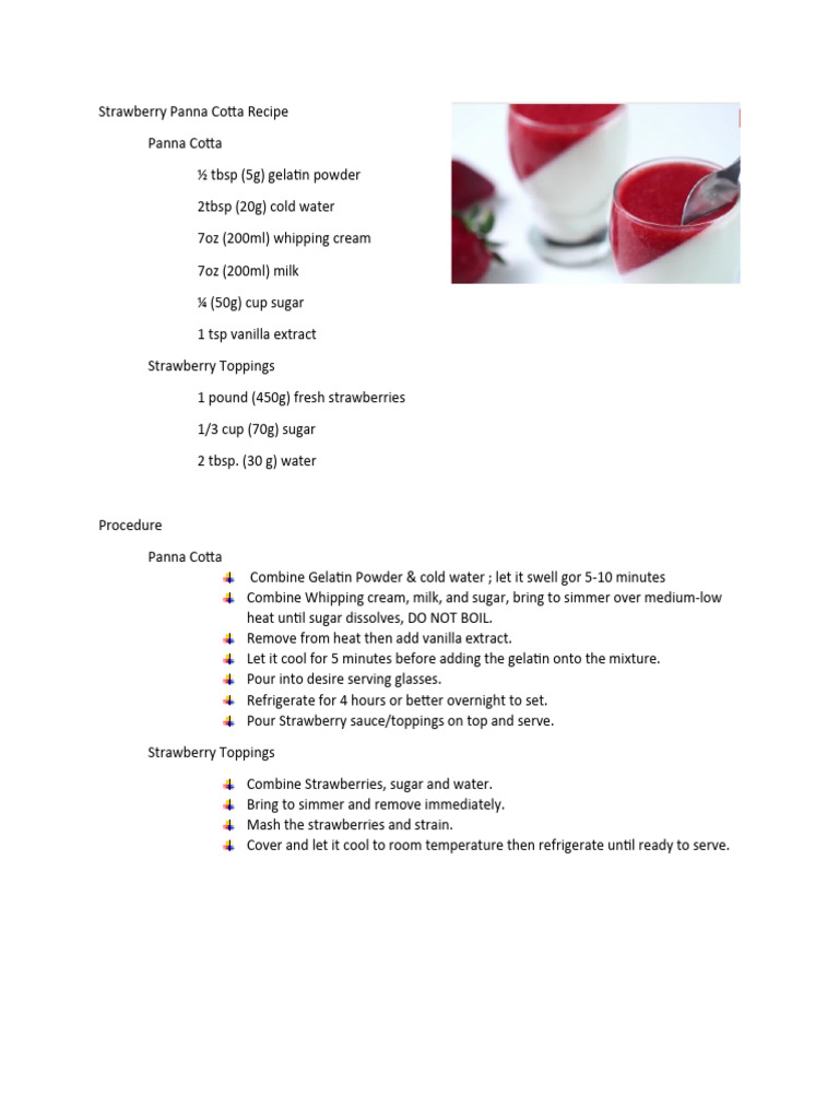 Strawberry Panna Cotta Recipe | PDF