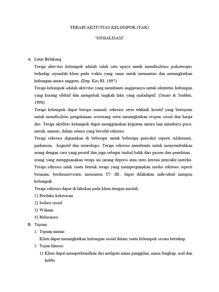 Terapi Aktivitas Kelompok | PDF