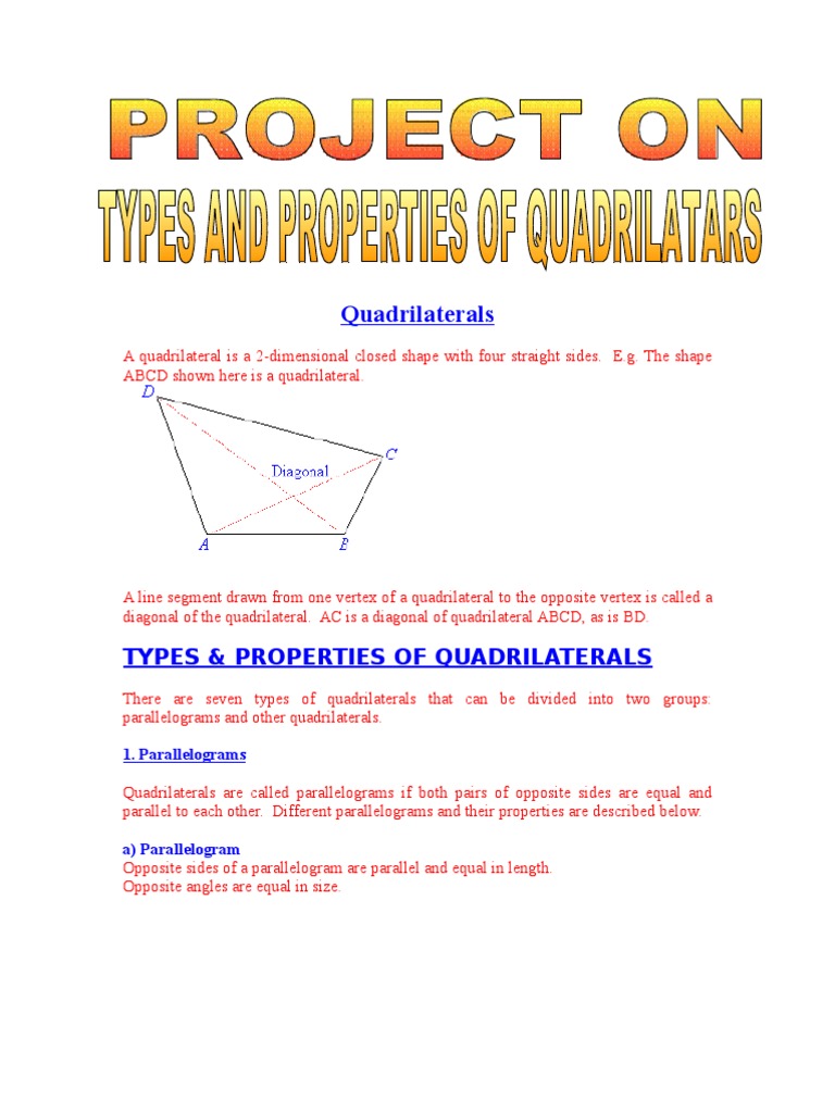 Types Properties of Quadrilaterals | PDF | Rectangle | Euclidean Plane ...