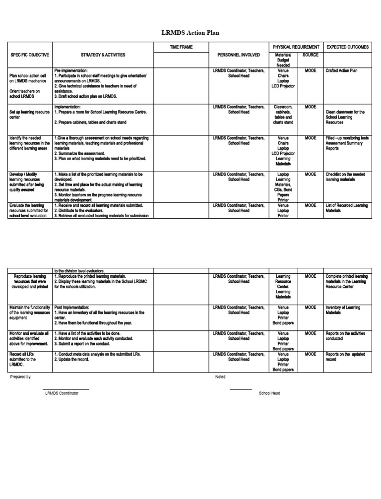Lrmds Action Plan | PDF