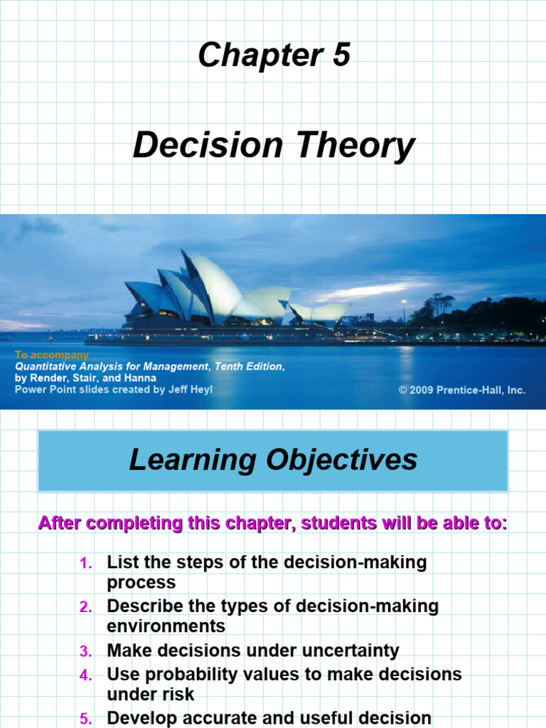 Chap 05 Decision Theory | PDF | Decision Making | Cognition