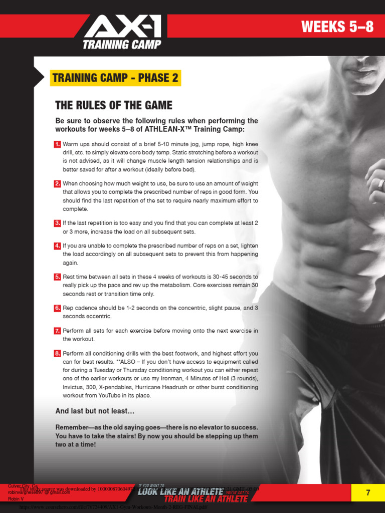 AX1 Gym Workouts Month 2 REG FINAL PDF | PDF | Weight Training ...