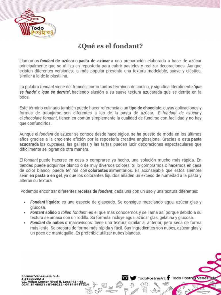 Que Es El Fondant | PDF | Cocina, comidas y vino