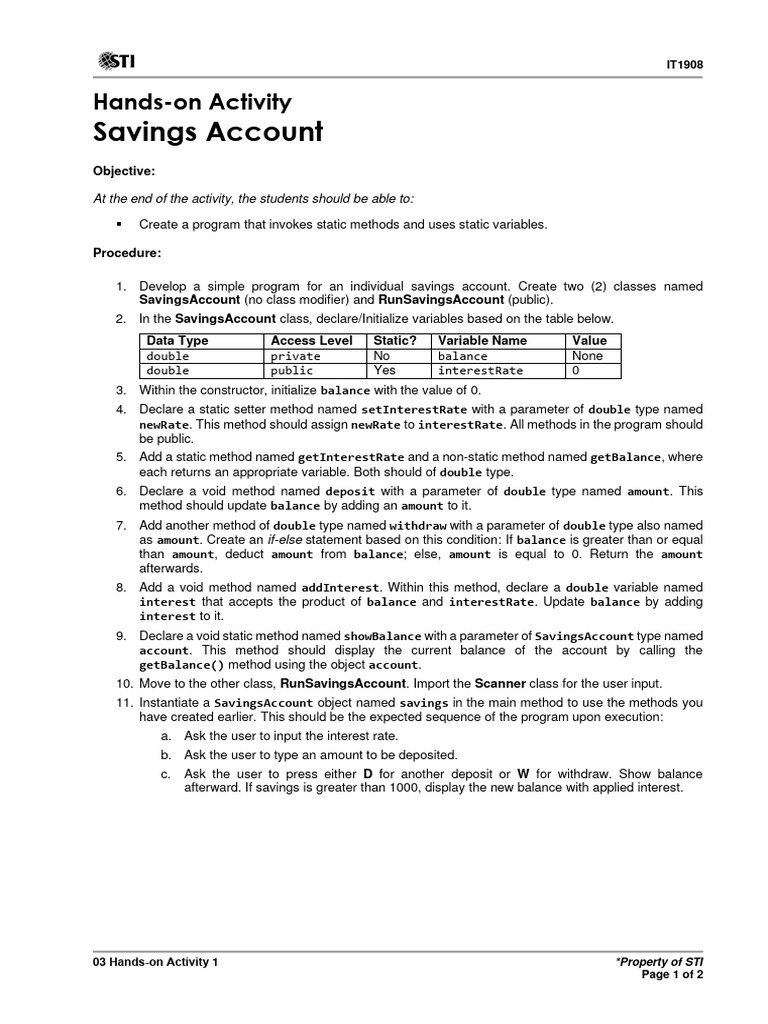 03 Hands-On Activity 1 | PDF | Finance & Money Management | Computers