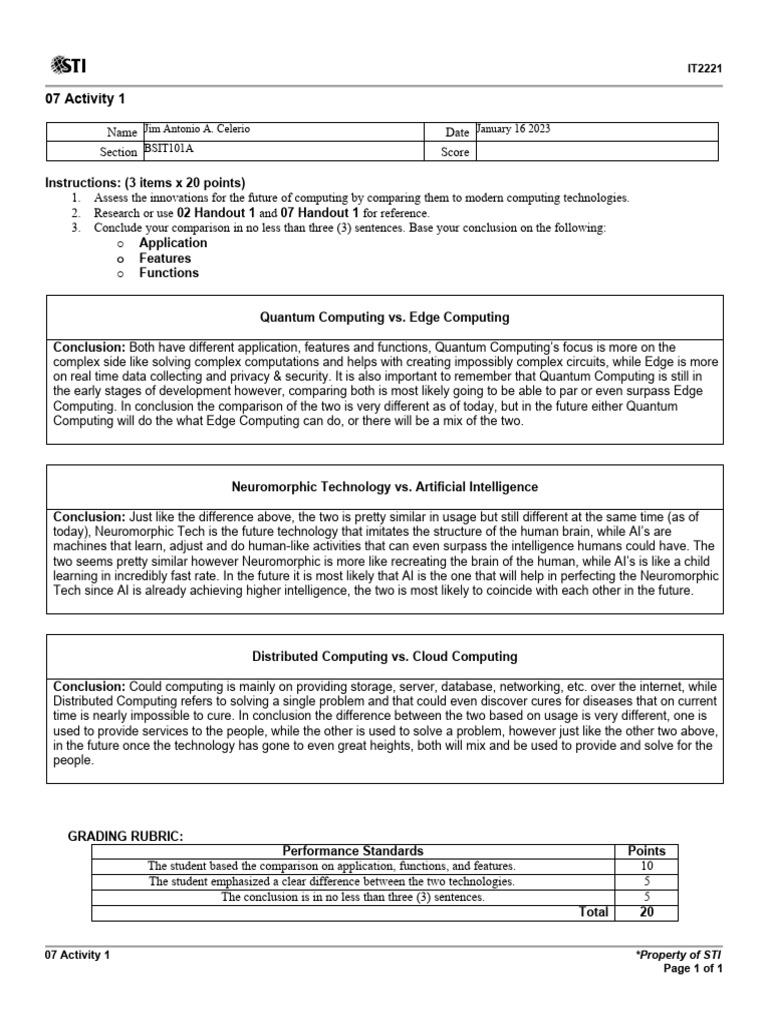 07 Activity 1 | PDF | Artificial Intelligence | Intelligence (AI) & Semantics