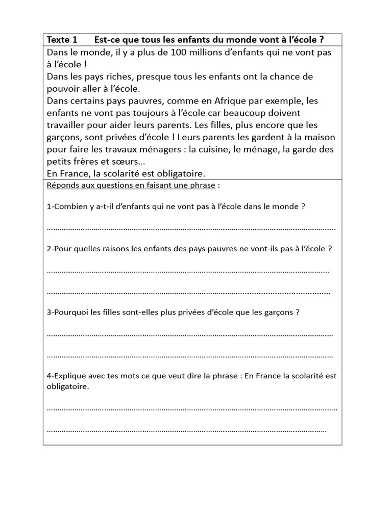 Textes Et Questions Ce2 | PDF