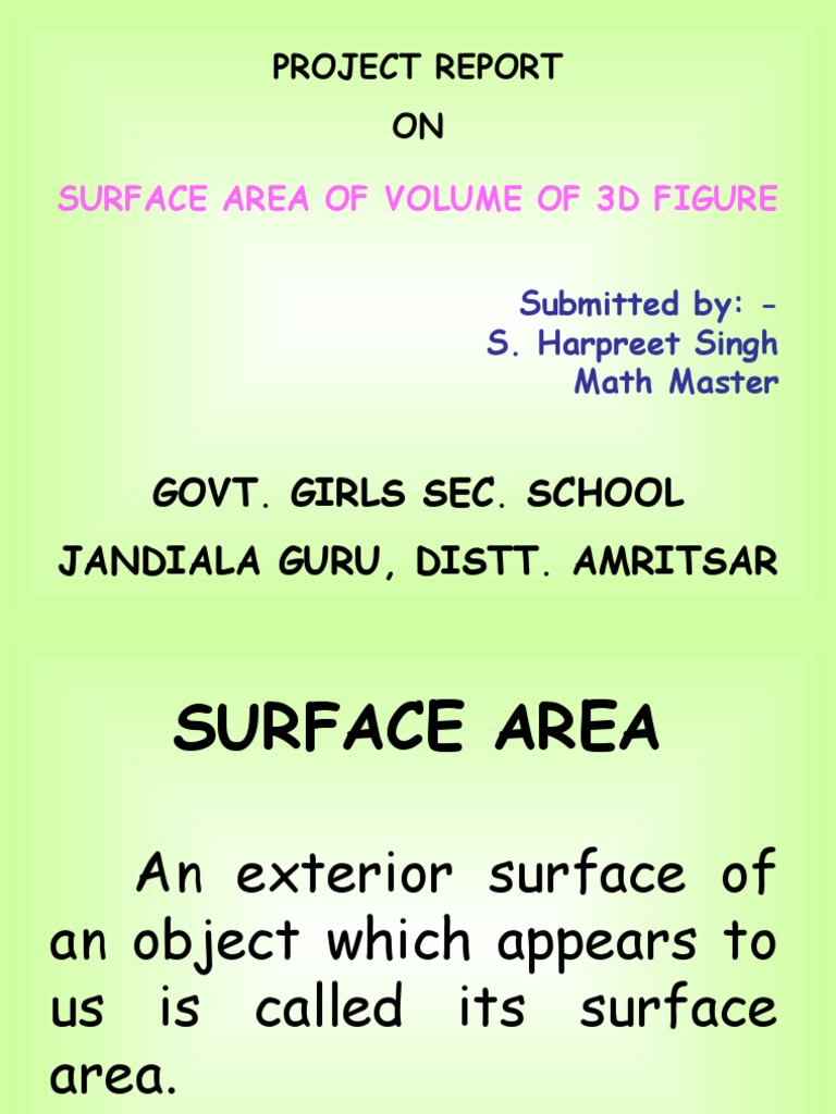 Surface Area and Volume of 3d Figures | PDF | Area | Volume