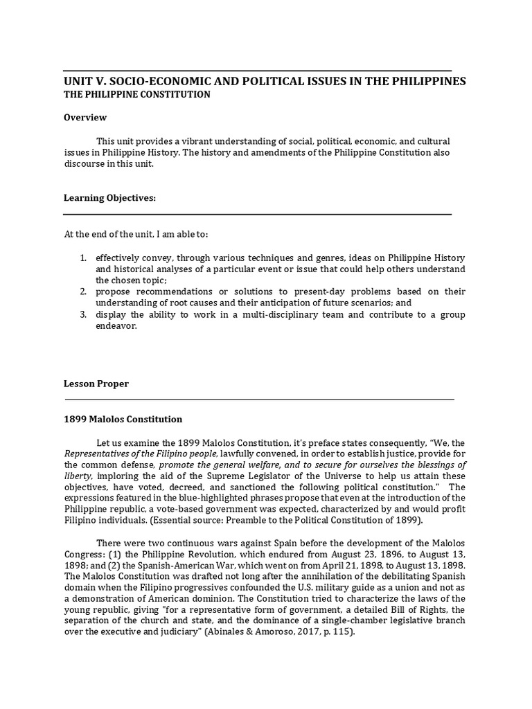 UNIT V Lesson Proper | PDF | President Of The Philippines | World Politics