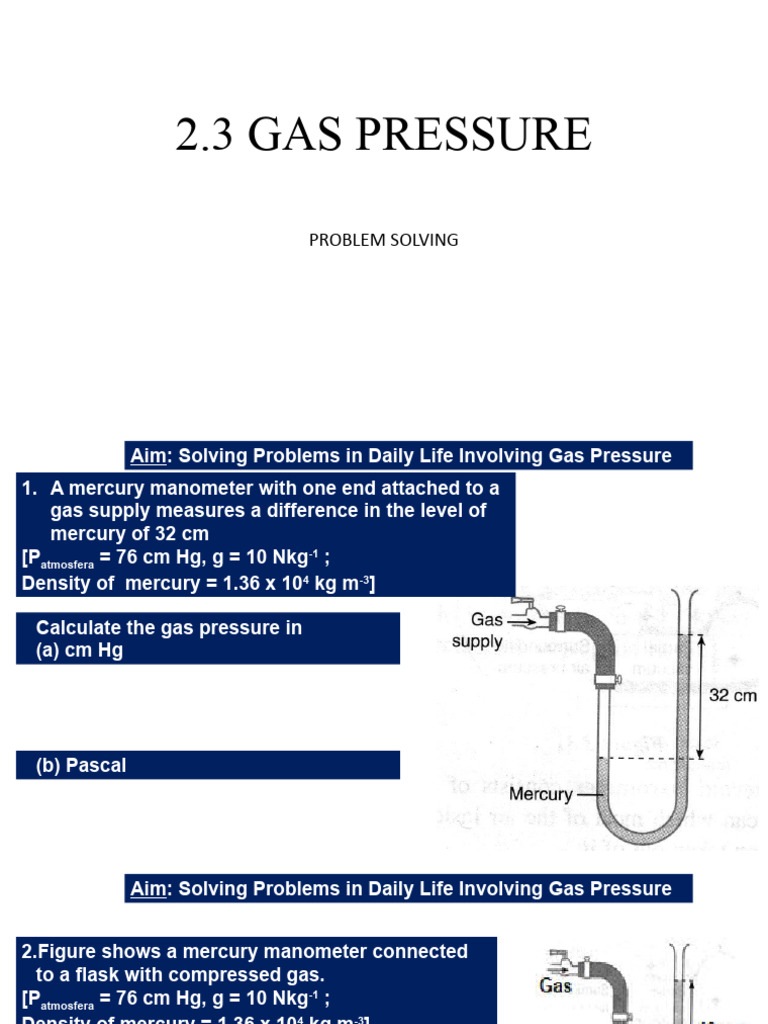 Exercise - 2.3 Gas Pressure | PDF | Pressure | Pressure Measurement