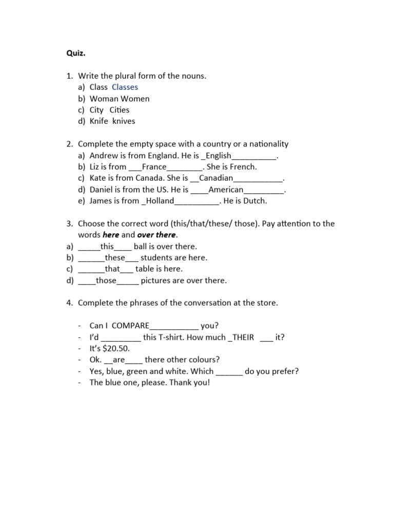 Quiz Unit 2 | PDF